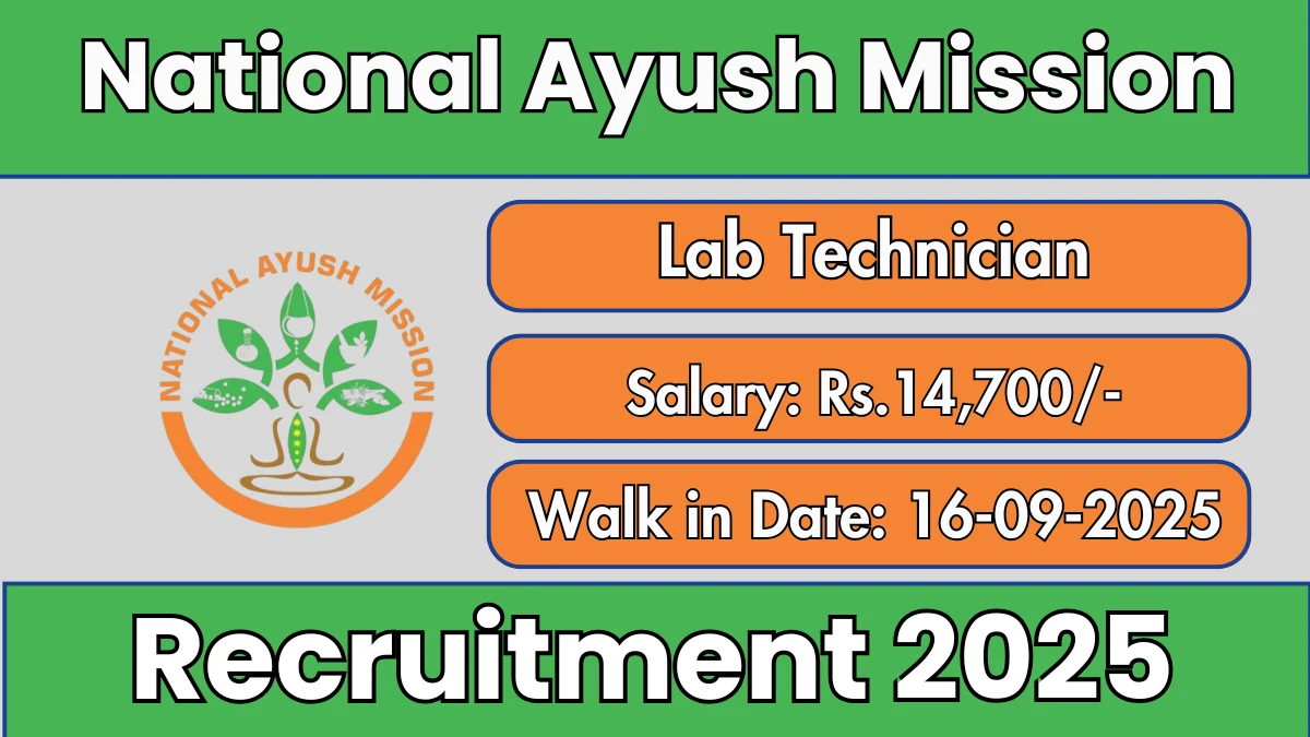 National Ayush Mission Lab Technician Recruitment 2025 – Walk in ...